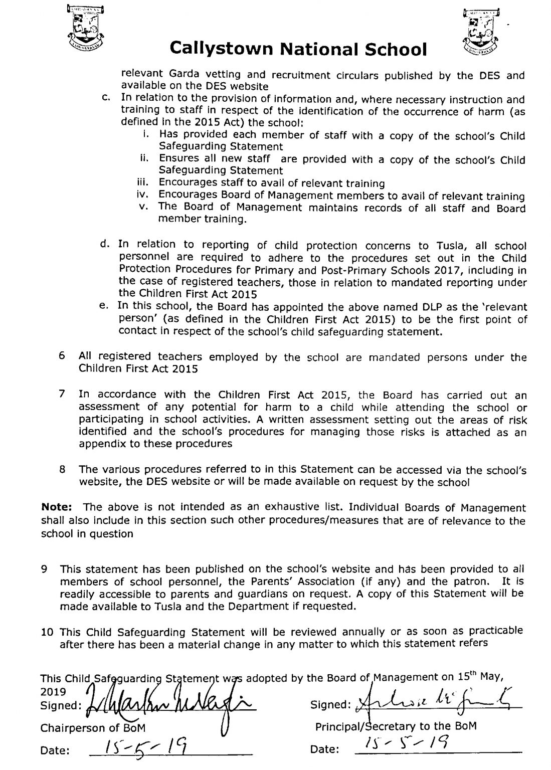 Child Safeguarding Statement