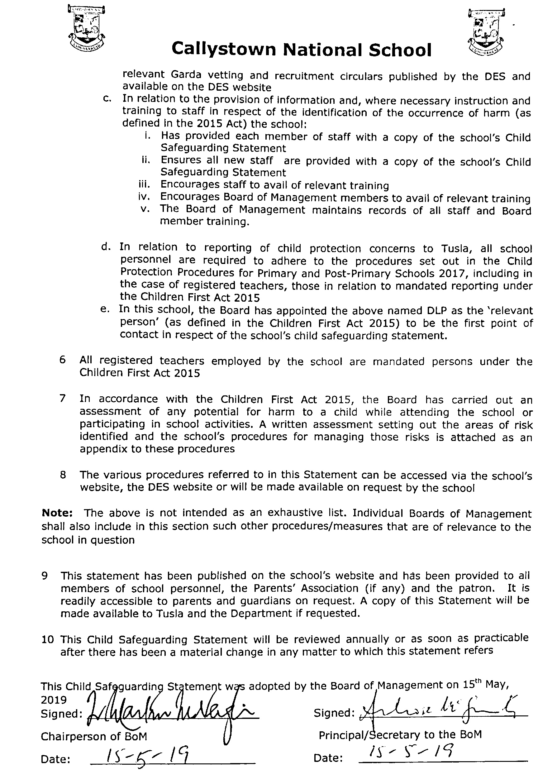 Child Safeguarding Statement